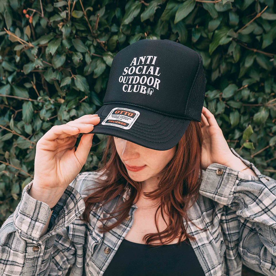 Anti Social Outdoor Club - Black Mesh OTTO Trucker Snap Back Hat – Hey ...